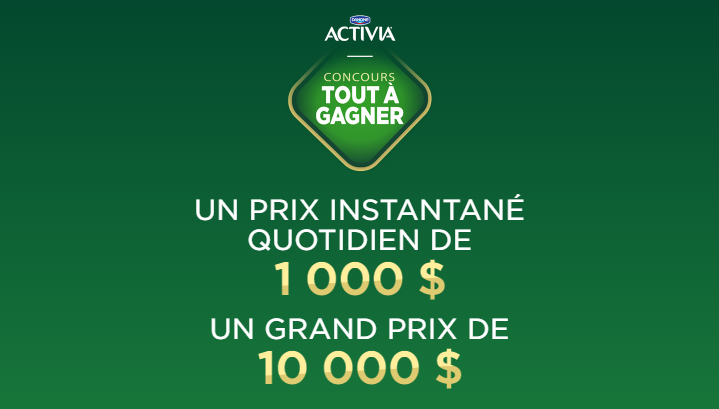 En jeu :1 000 $ chaque jour ou le grand prix de 10 000$ à gagner ...